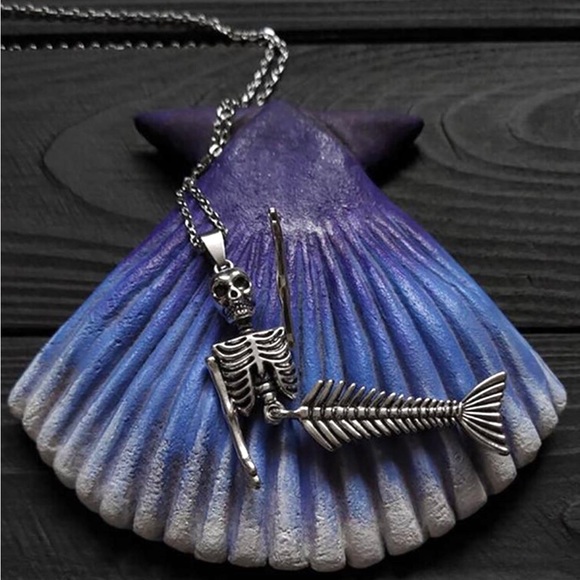 Jewelry | Mermaid Skeleton Goth Fantasy Silver Jointed Fish Bone ...